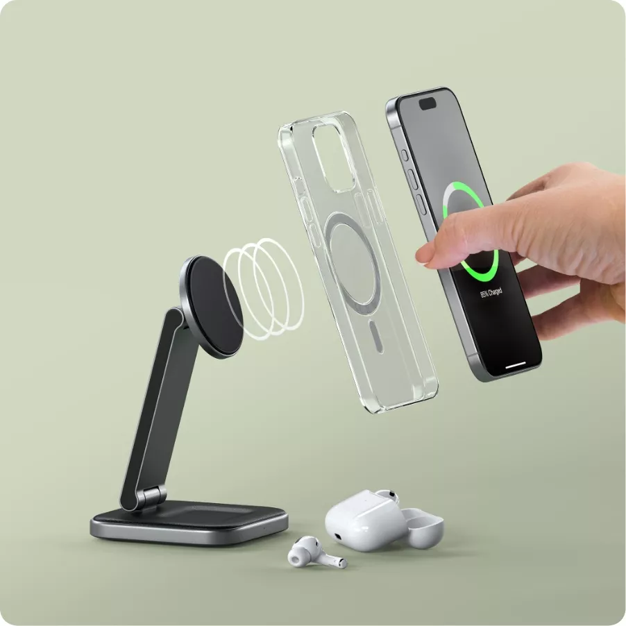 Satechi Foldable Qi2 Wireless Charging Stand: Docking Charger Perangkat ...