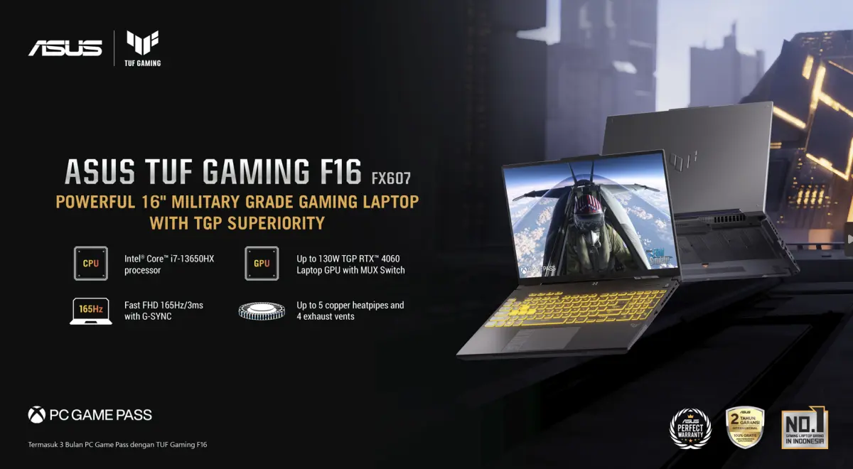 ASUS TUF Gaming F16 (FX607): Laptop Gaming 16 Inci Tangguh Dengan ...