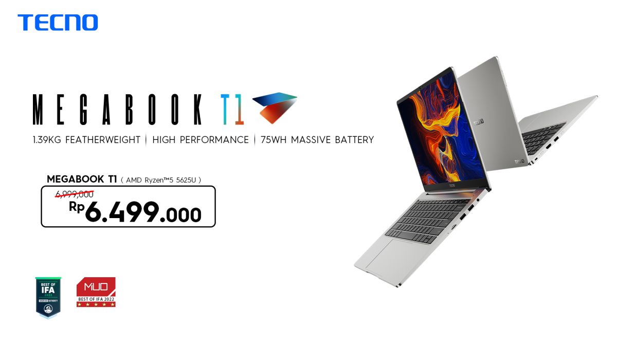 TECNO MEGABOOK T1 Resmi Hadir Di Indonesia, Harga Mulai 6 Jutaan Rupiah ...